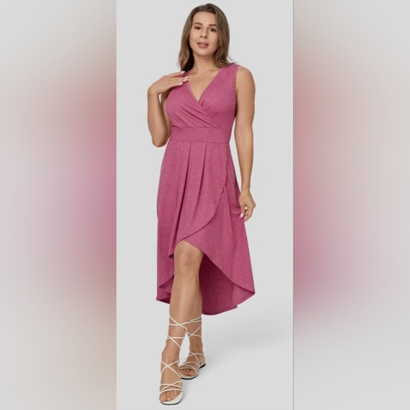 HALARA | Dresses | Nwt Halara Deep V Neck Sleeveless Plicated High Low ...